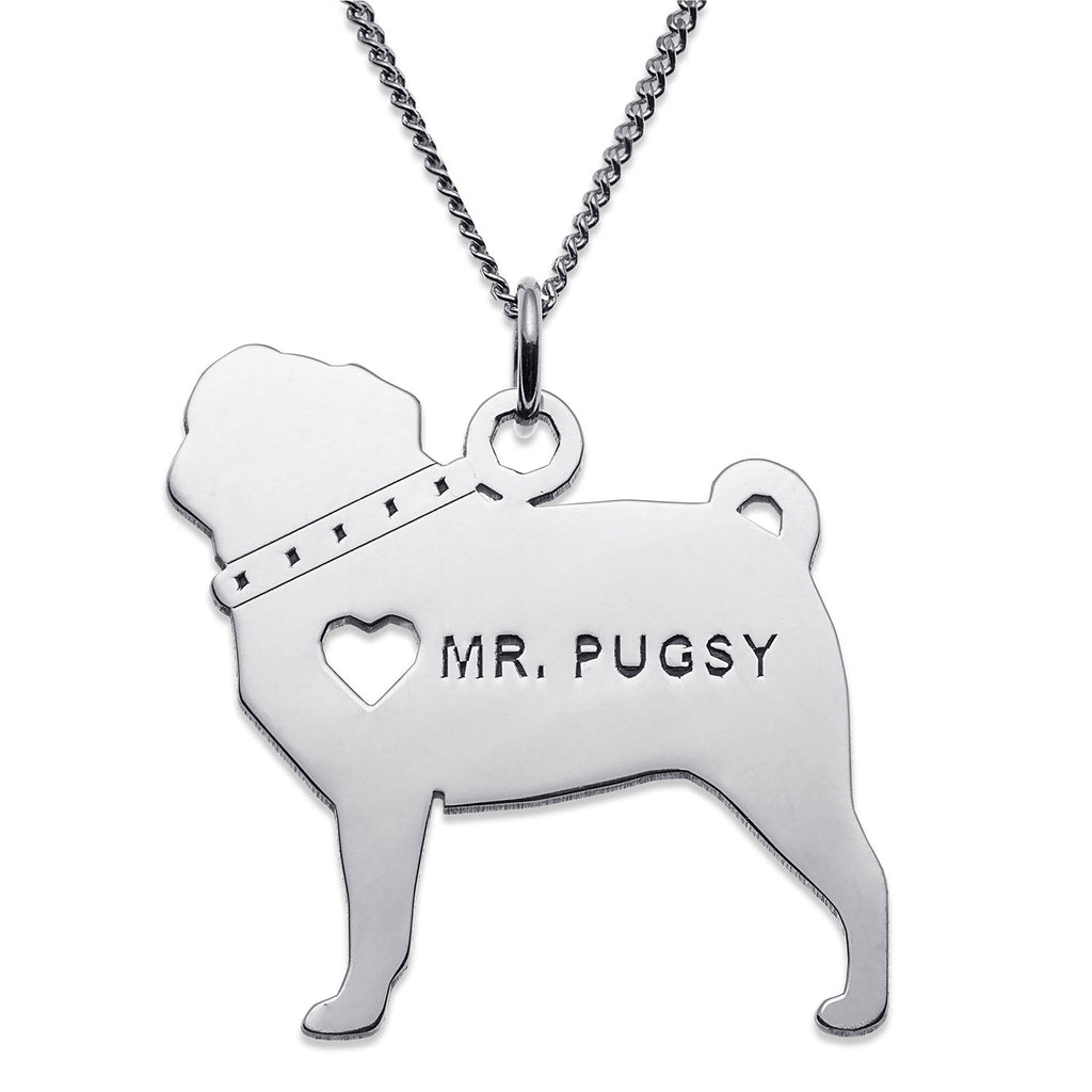 Sterling Silver Pug Silhouette Necklace – Limoges Jewelry