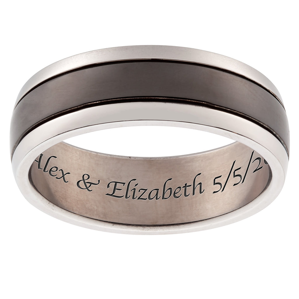 Titanium Two-Tone Rounded Message Band – Limoges Jewelry