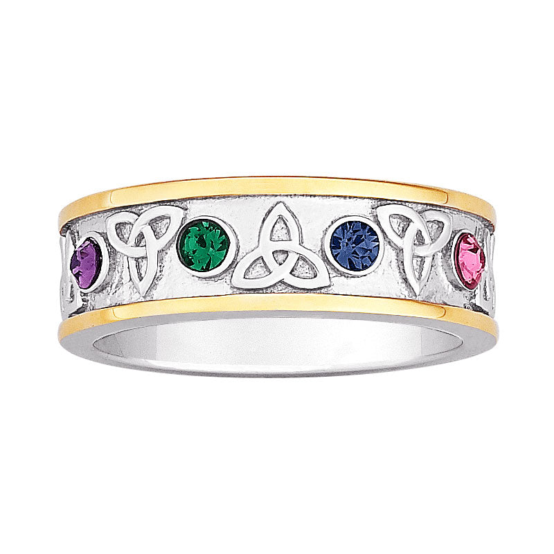 Two-Tone Family Birthstone Trinity Knot Ring – Limoges Jewelry