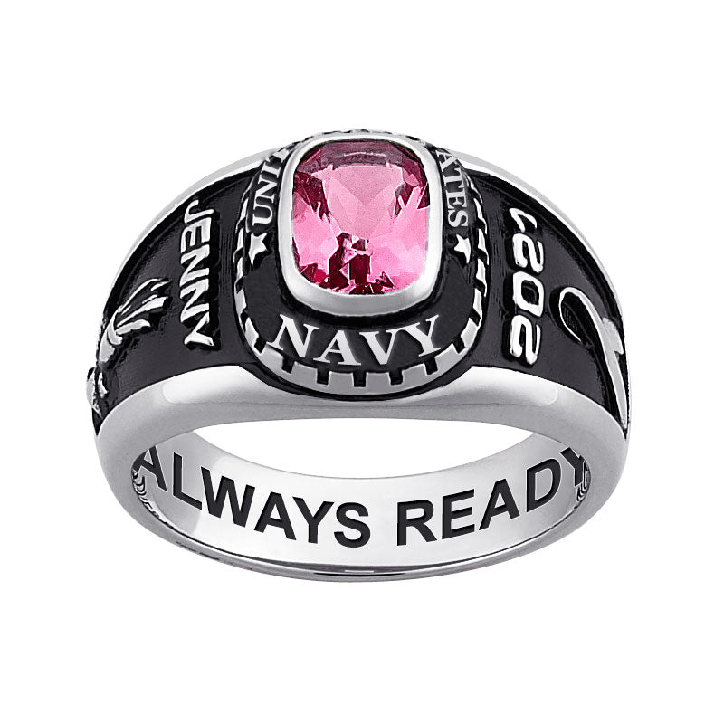 Ladies Sterling Silver Traditional Birthstone MILITARY RING – Limoges ...