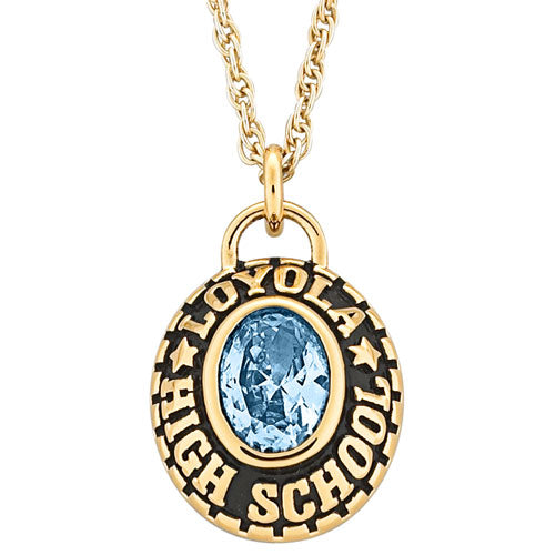 14K Gold over Sterling Oval Birthstone Class Necklace – Limoges Jewelry