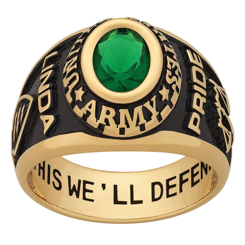 Ladies 18K Gold over Sterling Oval Birthstone MILITARY RING – Limoges ...