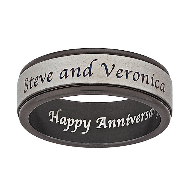 Titanium Two-Tone Outside/Inside Engraved Message Band – Limoges Jewelry