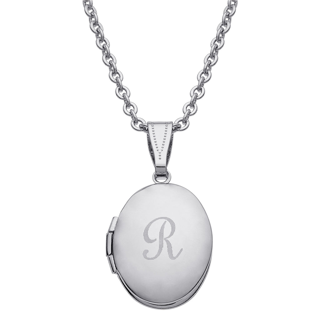 Oval Engraved Initial Locket – Limoges Jewelry