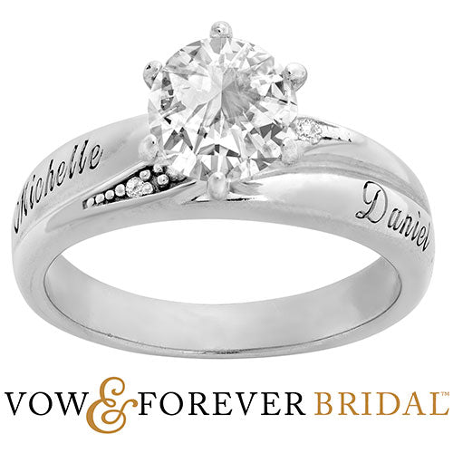 Platinum over Sterling Brilliant White Topaz and Diamond Name Wedding ...