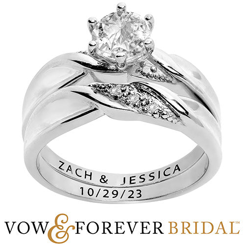 White Topaz and Diamond Two Piece Wedding Ring Set – Limoges Jewelry