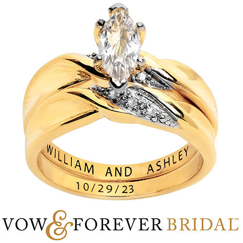 White Topaz and Diamond Two Piece Wedding Ring Set – Limoges Jewelry