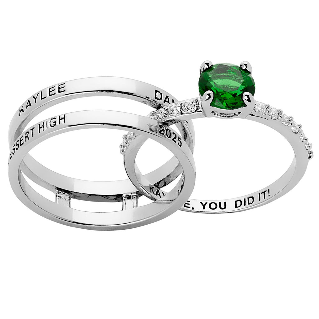 Ladies' Sterling Silver Class Ring with Jacket – Limoges Jewelry