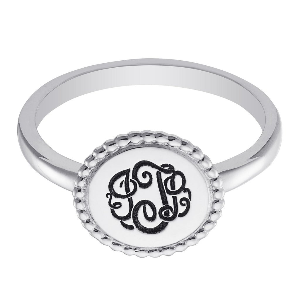 Sterling Silver Monogram Round Roped Ring – Limoges Jewelry