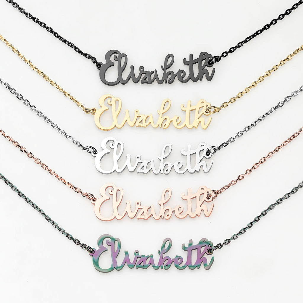Name Necklace Handwritten Script Stainless Steel – Limoges Jewelry