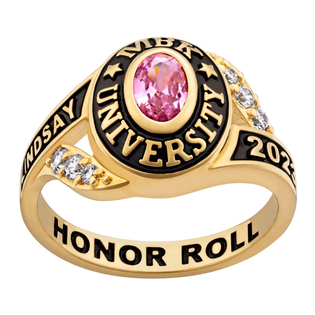 Ladies' Gold Celebrium Birthstone Traditional Class Ring – Limoges Jewelry