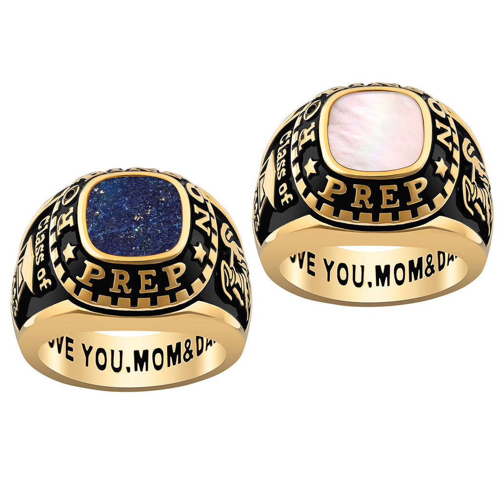 Unisex Gold Plated Genuine Stone Class Ring – Limoges Jewelry