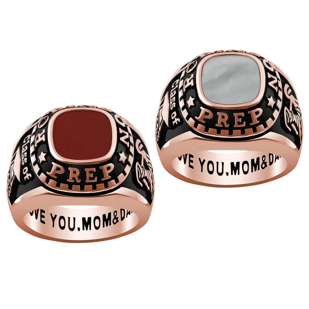 Unisex Rose Gold Plated Genuine Stone Class Ring – Limoges Jewelry