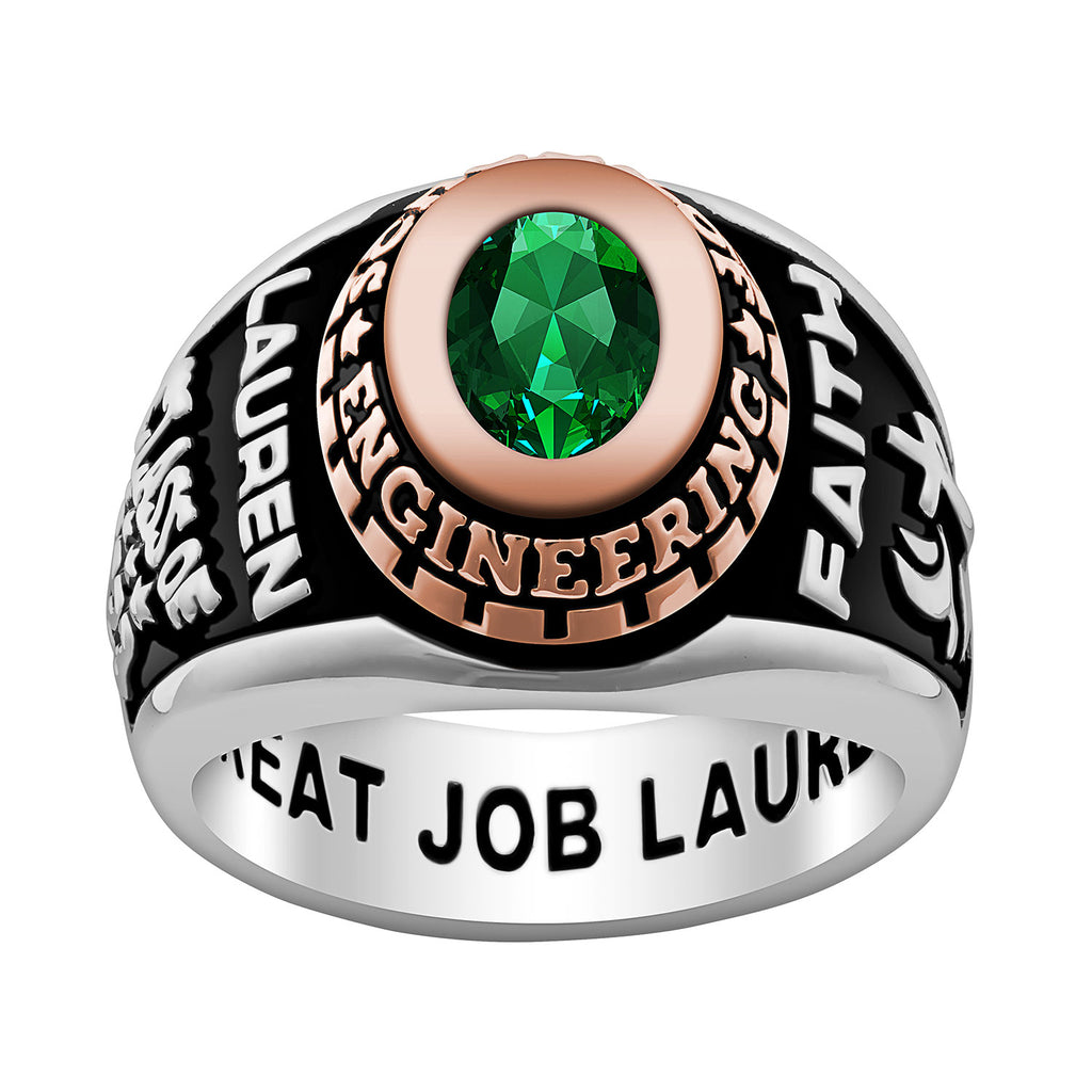 Ladies' Celebrium and Rose Gold Birthstone Class Ring – Limoges Jewelry