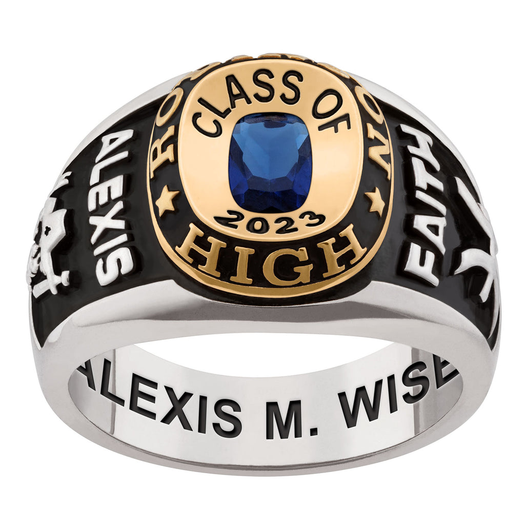 Ladies' Platinum & Rose Gold Plated Double Row Class Ring – Limoges Jewelry