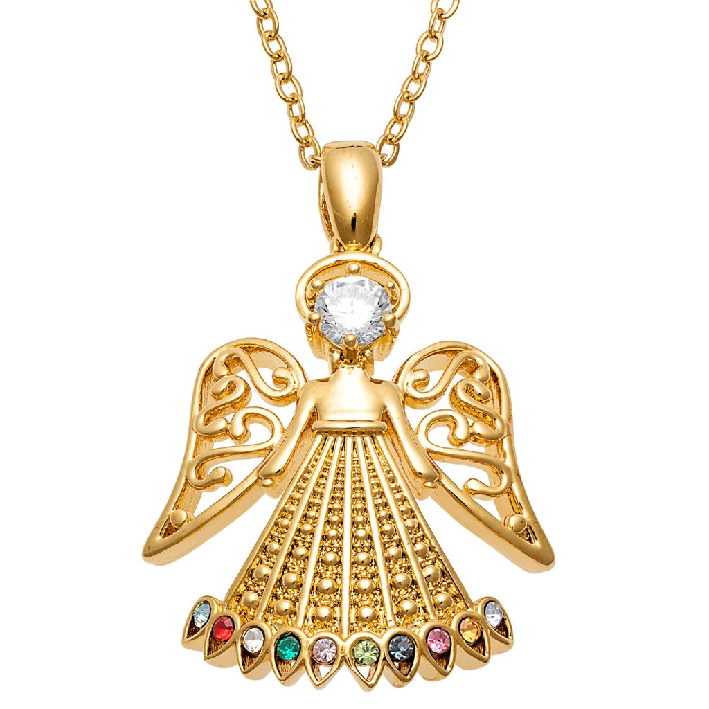 Gold Plated Guardian Angel Filigree Birthstone Necklace – Limoges Jewelry