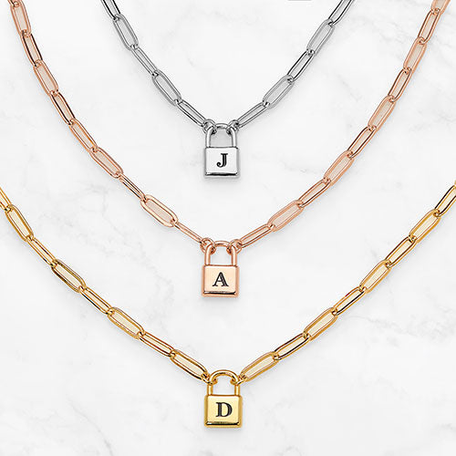 Padlock Initial Necklace – Limoges Jewelry
