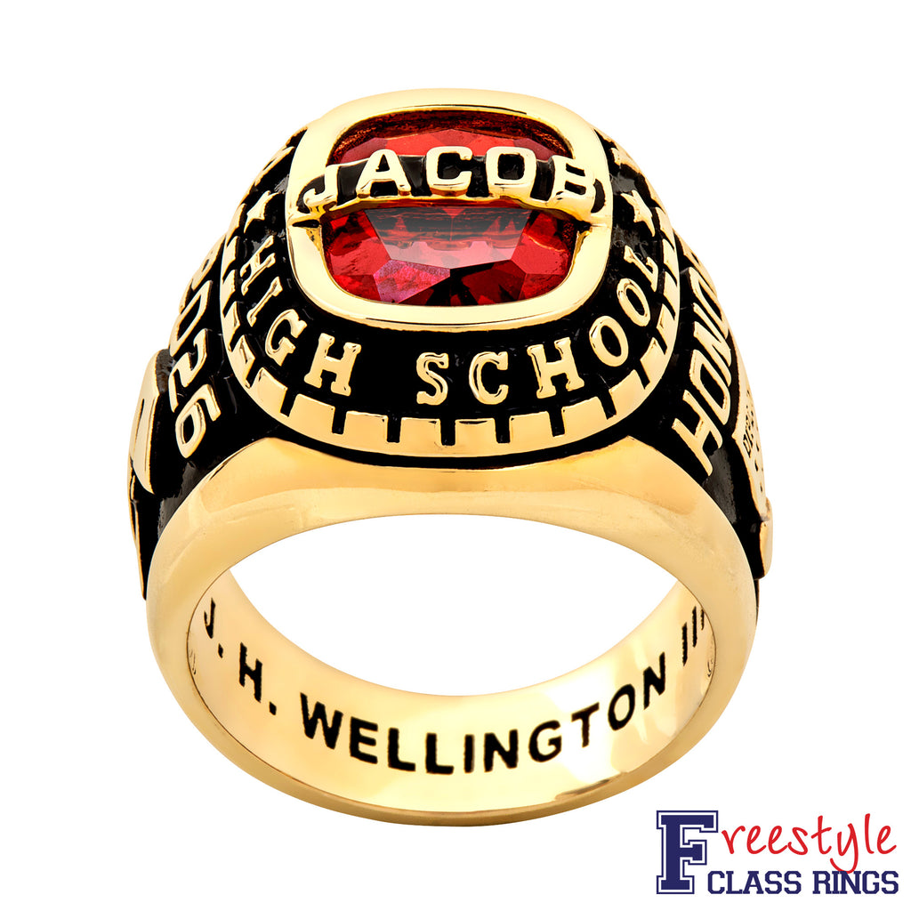 Men's 14K Gold Plated Personalized-Top Traditional Class Ring – Limoges ...