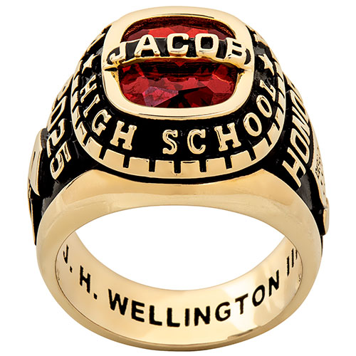 Men's 14K Gold Plated Personalized-Top Traditional Class Ring – Limoges ...