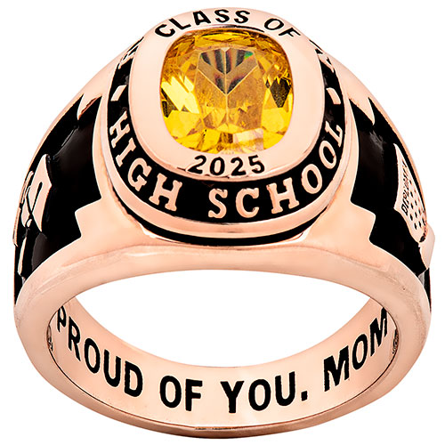 Men's 14K Rose Gold Plated Traditional Cushion Birthstone Class Ring ...