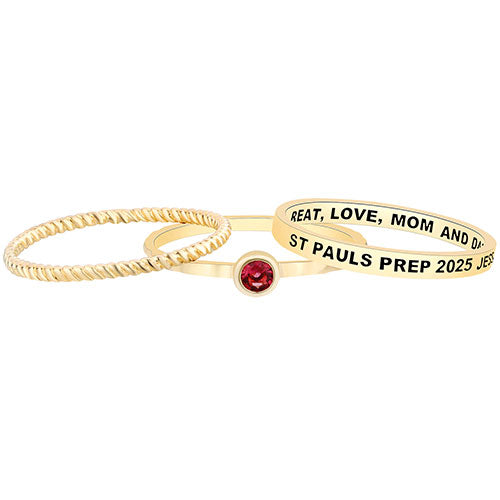 Ladies 14K Gold Plated Round Birthstone Stackable Class Ring – Limoges ...