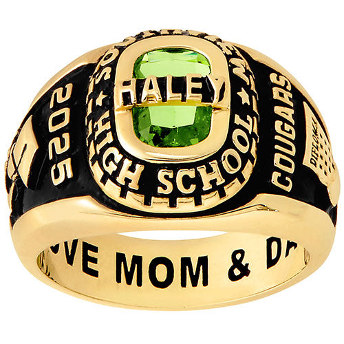 Ladies Yellow CELEBRIUM Personalized-Top Traditional Class Ring ...