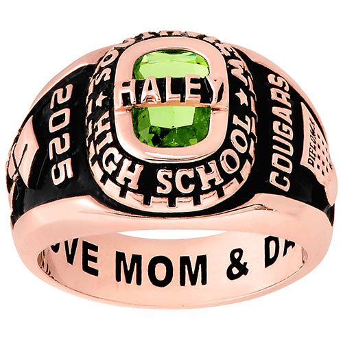 Ladies Rose Gold CELEBRIUM Personalized-Top Traditional Class Ring ...