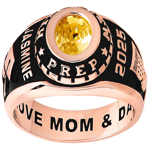 Ladies Rose Gold CELEBRIUM Traditional Oval Stone Class Ring – Limoges ...