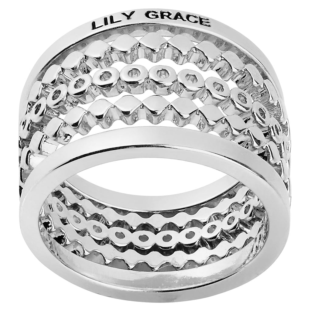 Silver Personalized Beaded Stackable 5 Ring Set – Limoges Jewelry