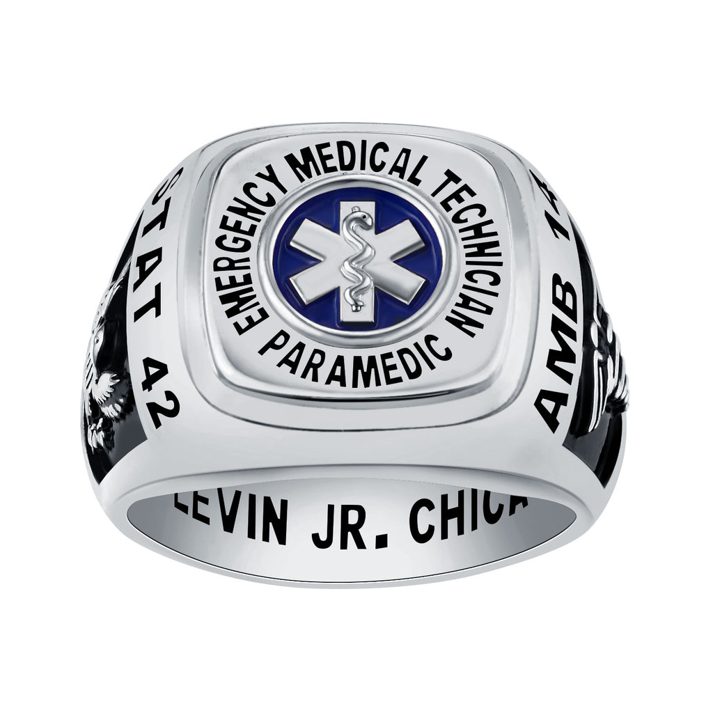 Men's Sterling Silver EMT First Responder Ring – Limoges Jewelry