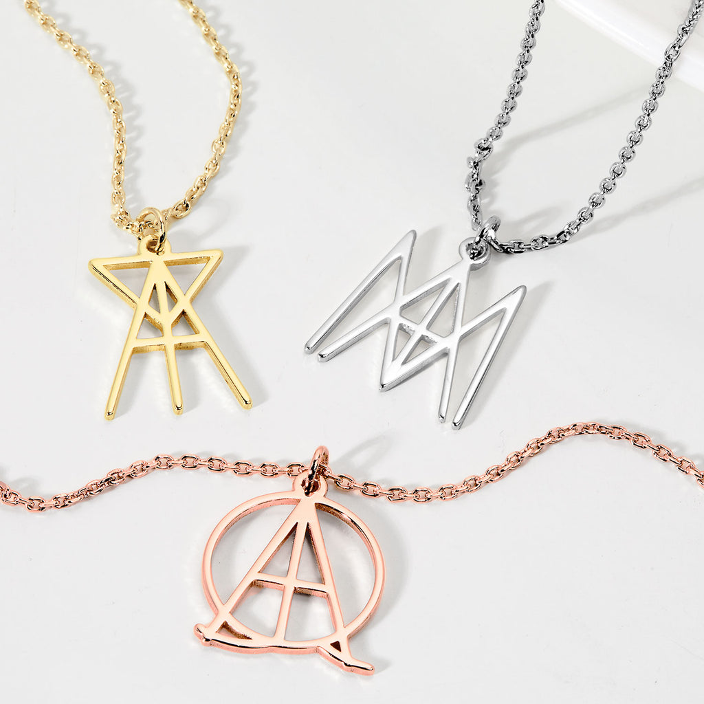 Sterling Silver Stacked Initials Logo Pendant Necklace – Limoges Jewelry