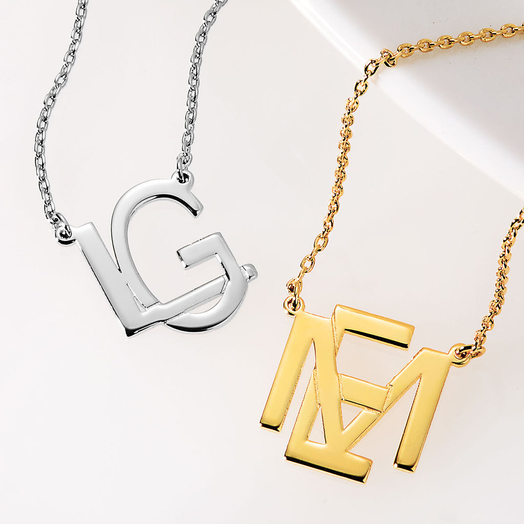 Sterling Silver Stacked Initials Necklace – Limoges Jewelry