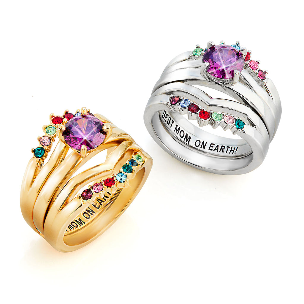 Silver Solitaire and Family Birthstone Set – Limoges Jewelry