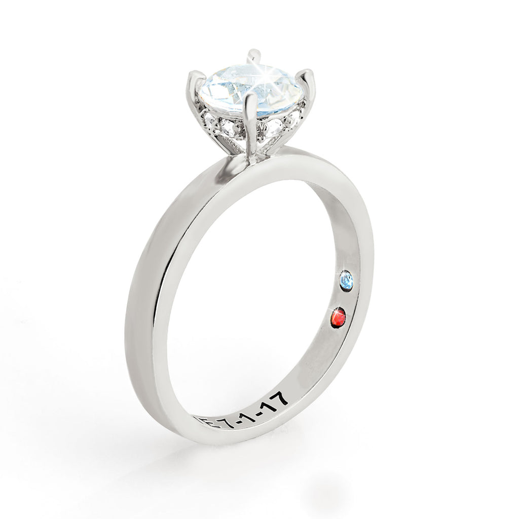 Platinum over Sterling Round Hidden Halo White Topaz Hidden Birthstone ...