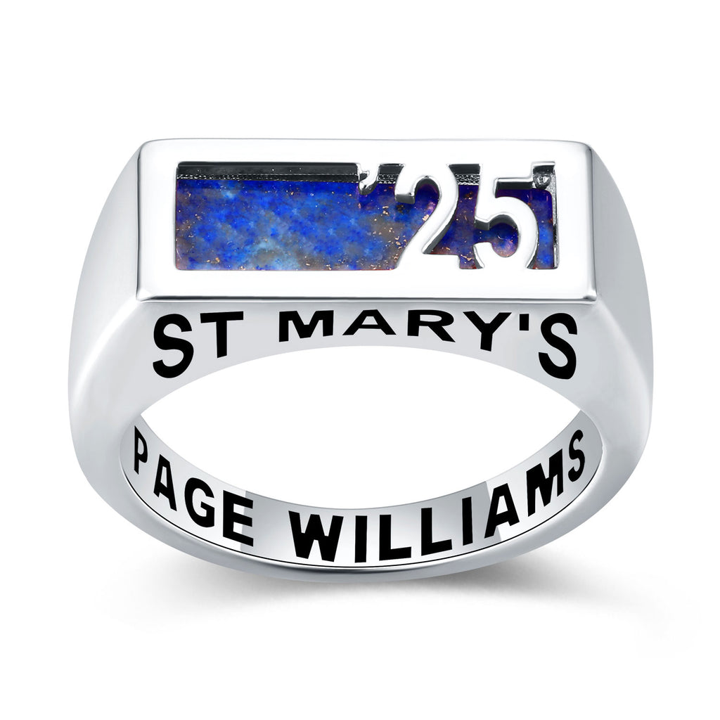 Women's Sterling Silver Contemporary Graduation Year Signet Class Ring ...