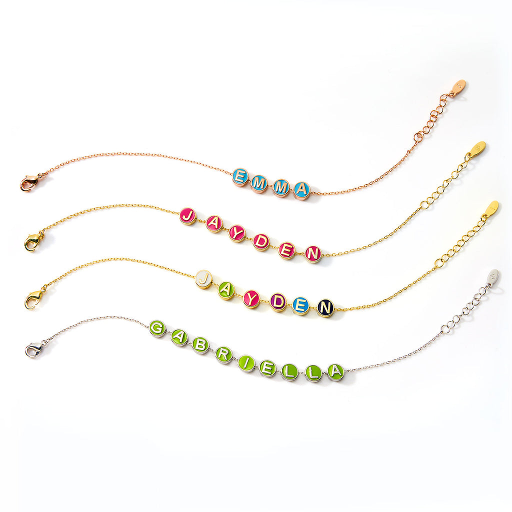 Color Disc Name Bracelet – Limoges Jewelry